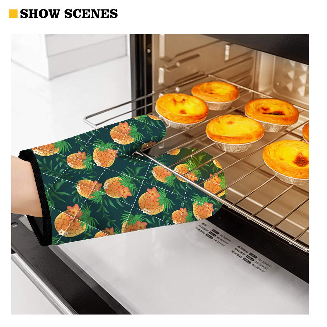 JEOCODY Sunflower and Rooster Kitchen Accessories,Oven Mitt and Pot Holder 2 Pcs Set Cooking Protector Oven Gloves and Potholder Square Mat for Baking, BBQ,Farmhouse,Restaurant Travel