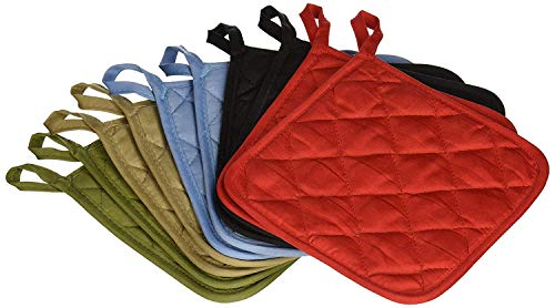 5 (FIVE) Sets of The Home Store Cotton Pot Holders, 2-ct. Color Variety Pack Kitchen Cooking Chef Linens by Greenbrier