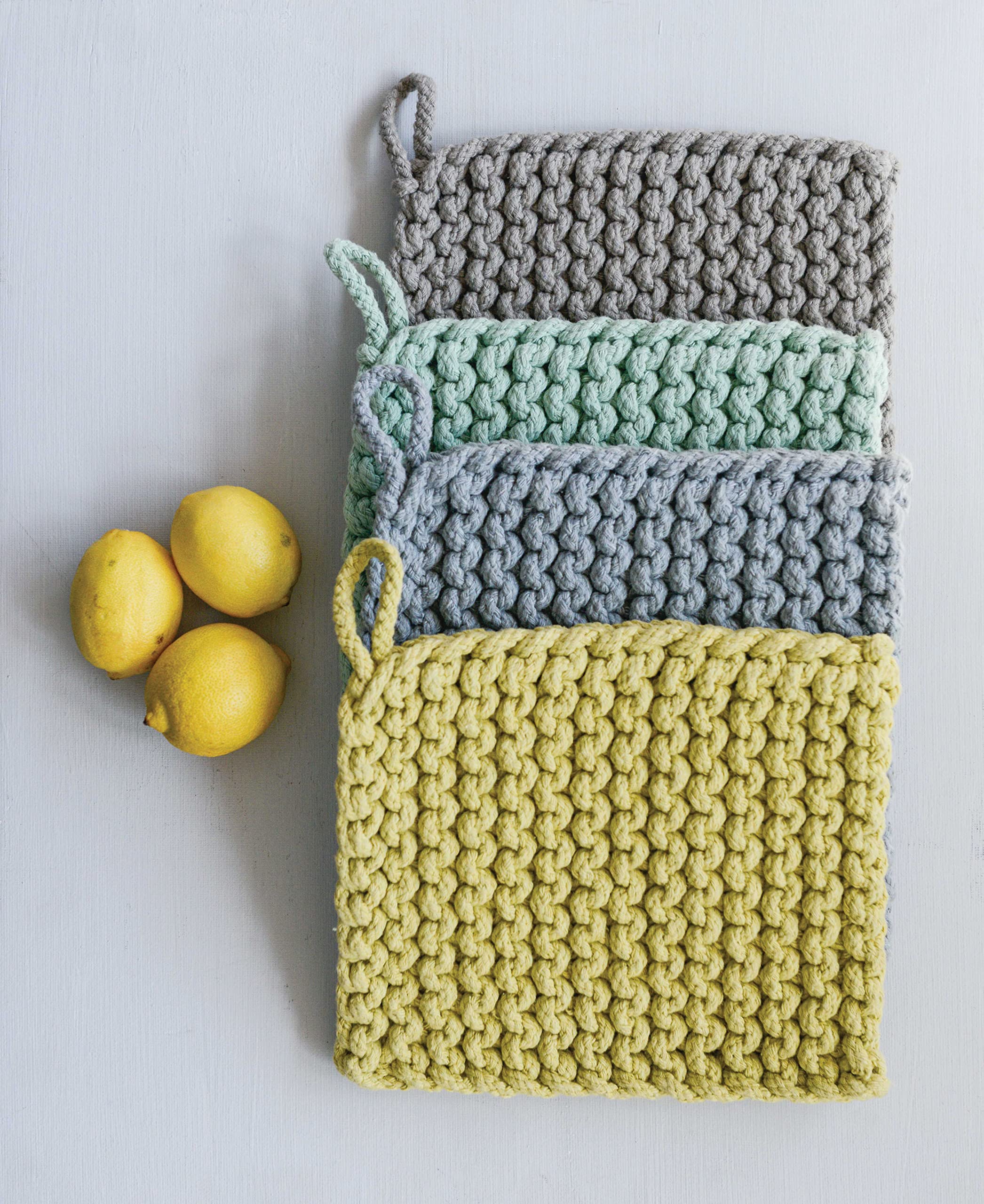 Creative Co-Op Cotton Crocheted Square Pot Holders (Set of 4 Colors) Potholders, L x W x H, Multi