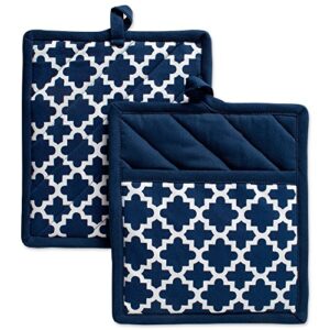 dii lattice basics collection kitchen essentials, potholder set, nautical blue, 2, piece