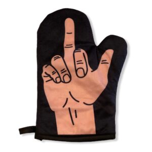 Middle Finger Oven Mitt Funny Flip The Bird Graphic Novelty Kitchen Glove Funny Graphic Kitchenwear Funny Food Novelty Cookware Black Oven Mitt