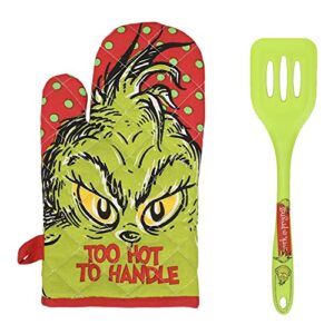 grinch work in progress 2-piece oven mitt & spatula set