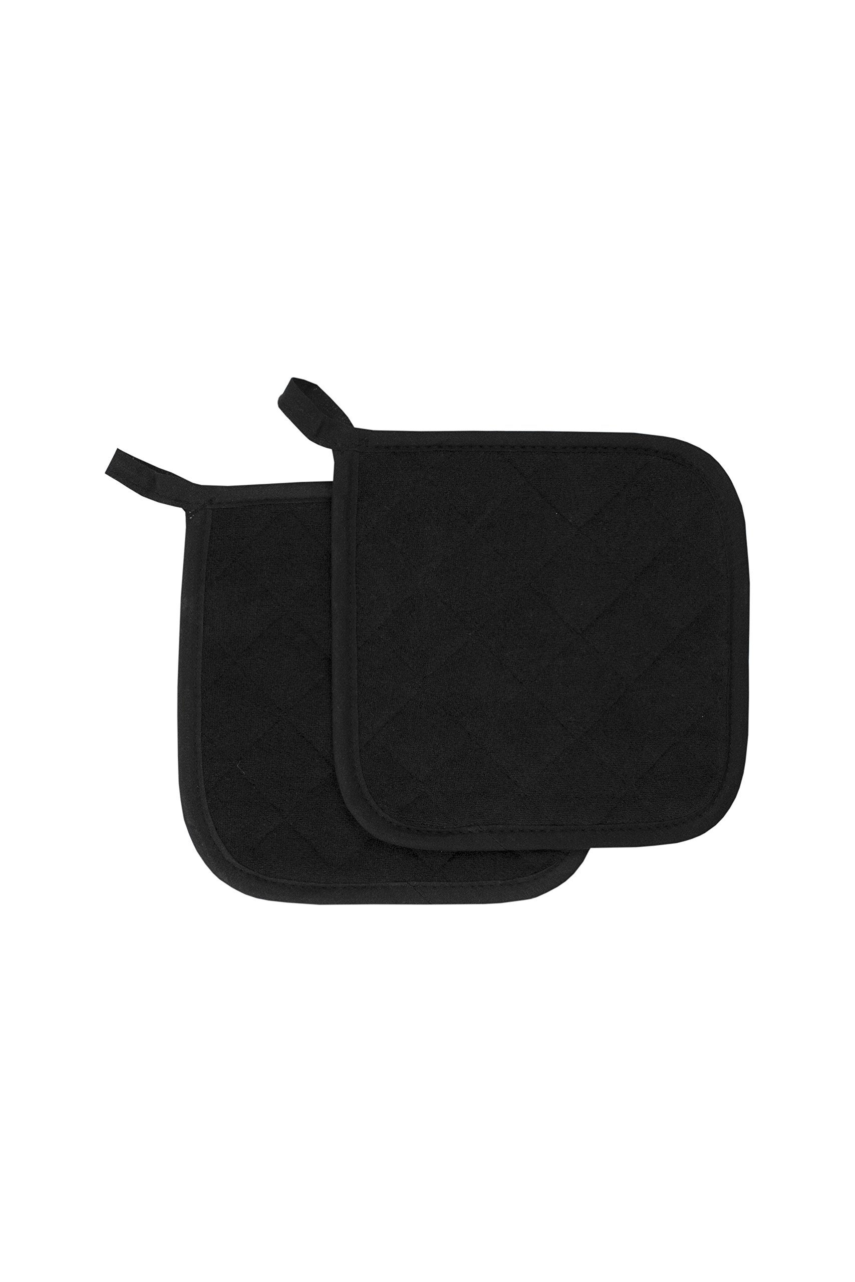 RITZ Food Service CLTPH8BE-1 Cotton Terry 450 Degree Pot Holders, 8-Inch, Black/Brown