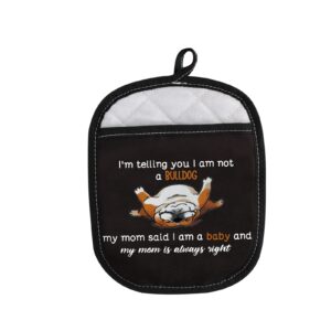 bulldog gift english bulldog pot holder bulldog lover gift i am not a bulldog i’m a baby dog oven mitt bulldog owner mom gift(bulldog potholder)