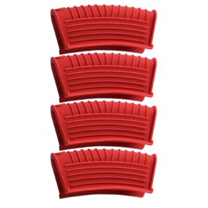 xokipol 4pcs silicone assist handle holder hot handle holder cast iron handle cover pot grip handle sleeve for enameled griddles casserole frying pans oven trays cookware(red)