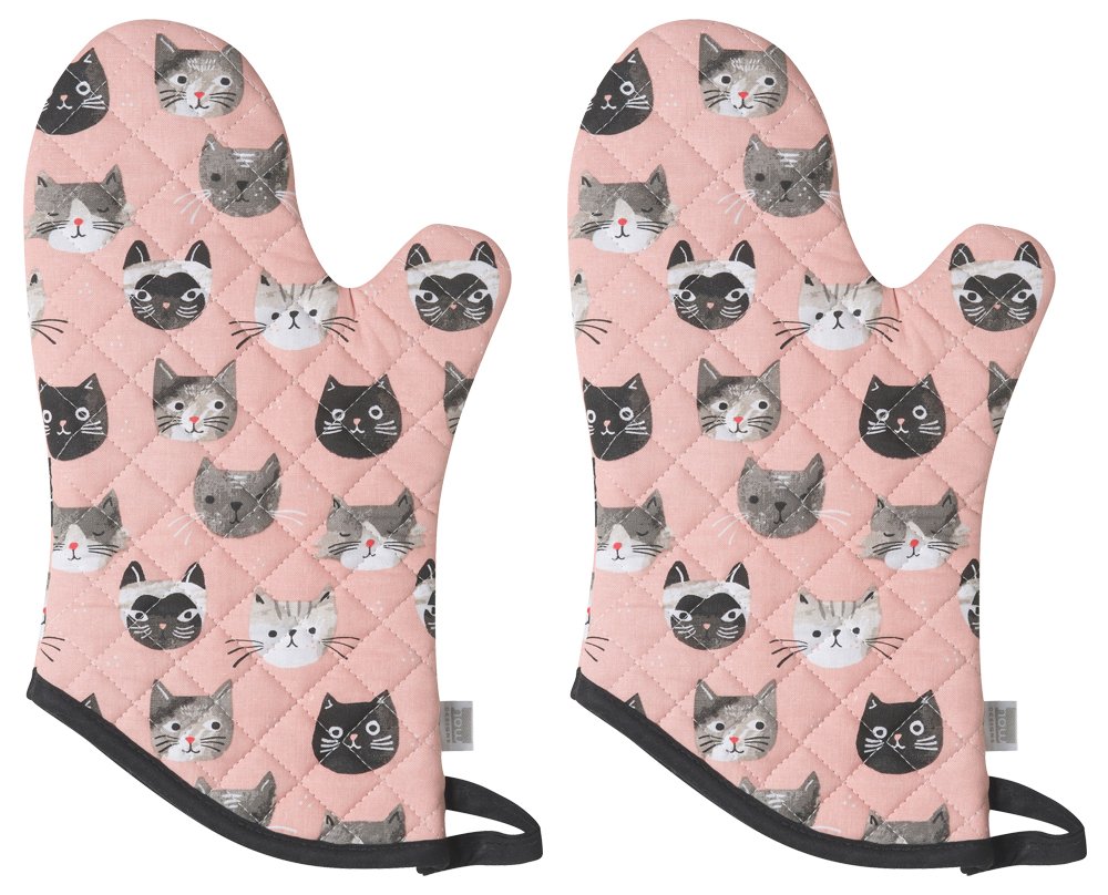 Now Designs, Set of Two, Basic Oven Mitt, Cats Meow, 2 Count