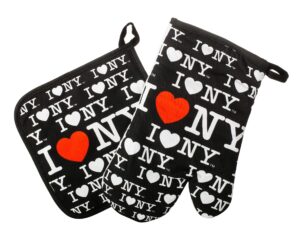 artisan owl officially licensed i love new york oven mitt & pot holder set