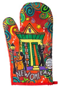 artisan owl new orleans jazz music multicolor swirl design oven mitt