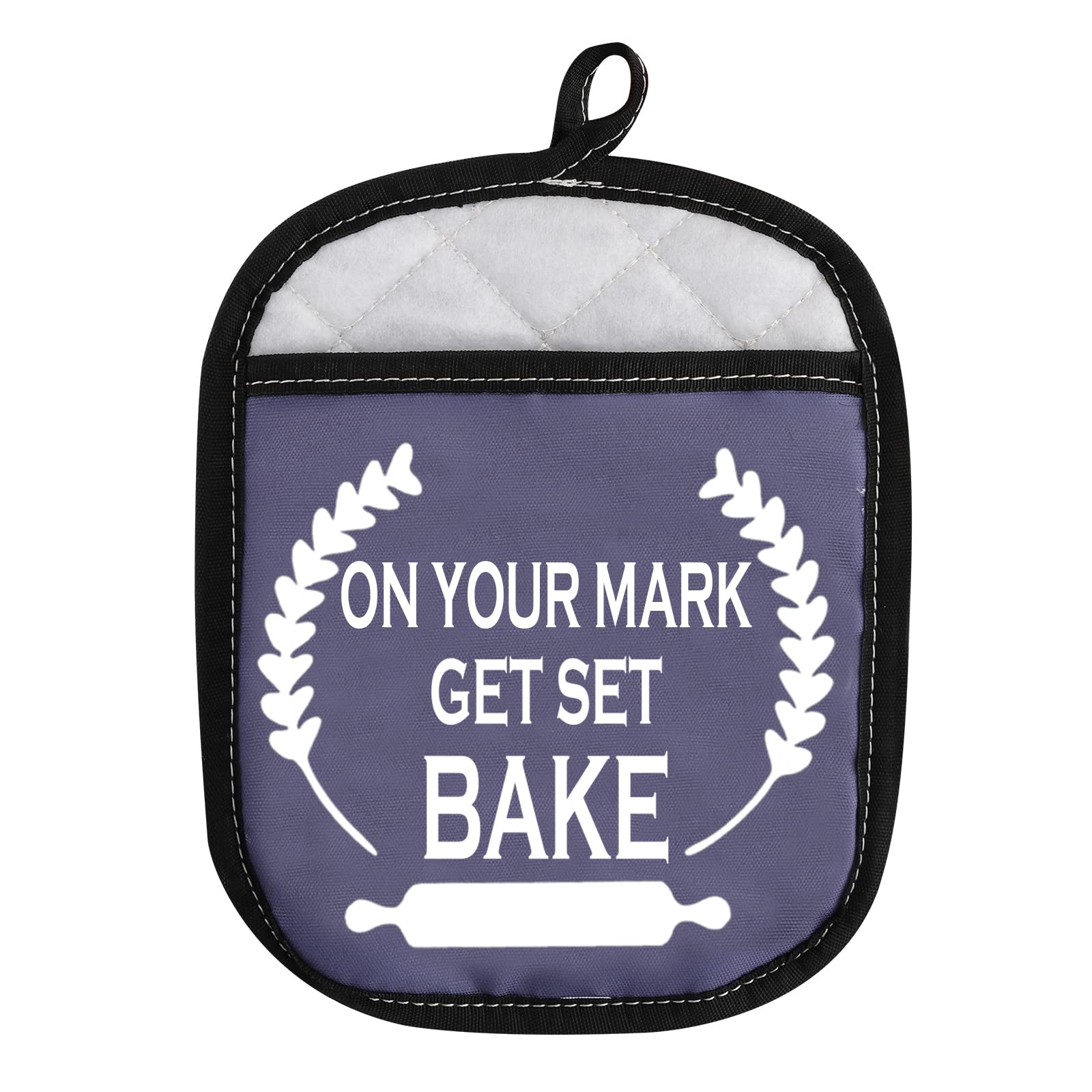 WCGXKO Baking Show Inspired Oven Pads Pot Holder with Pocket On You Mark Get Set Bake (Get Set Bake bl)