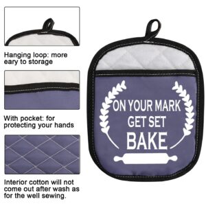 WCGXKO Baking Show Inspired Oven Pads Pot Holder with Pocket On You Mark Get Set Bake (Get Set Bake bl)