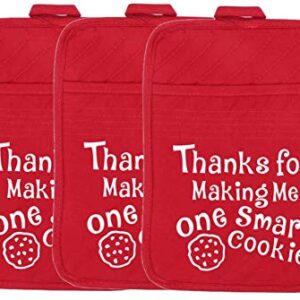 Teacher Appreciation Gift for Women - Thank You Present Potholder - One Smart Cookie Oven Mitt - Set of 2 (One Smart Cookie 3 pack)