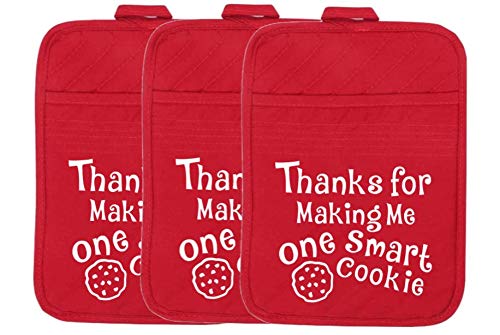 Teacher Appreciation Gift for Women - Thank You Present Potholder - One Smart Cookie Oven Mitt - Set of 2 (One Smart Cookie 3 pack)