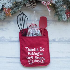 Teacher Appreciation Gift for Women - Thank You Present Potholder - One Smart Cookie Oven Mitt - Set of 2 (One Smart Cookie 3 pack)