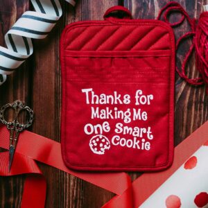 Teacher Appreciation Gift for Women - Thank You Present Potholder - One Smart Cookie Oven Mitt - Set of 2 (One Smart Cookie 3 pack)