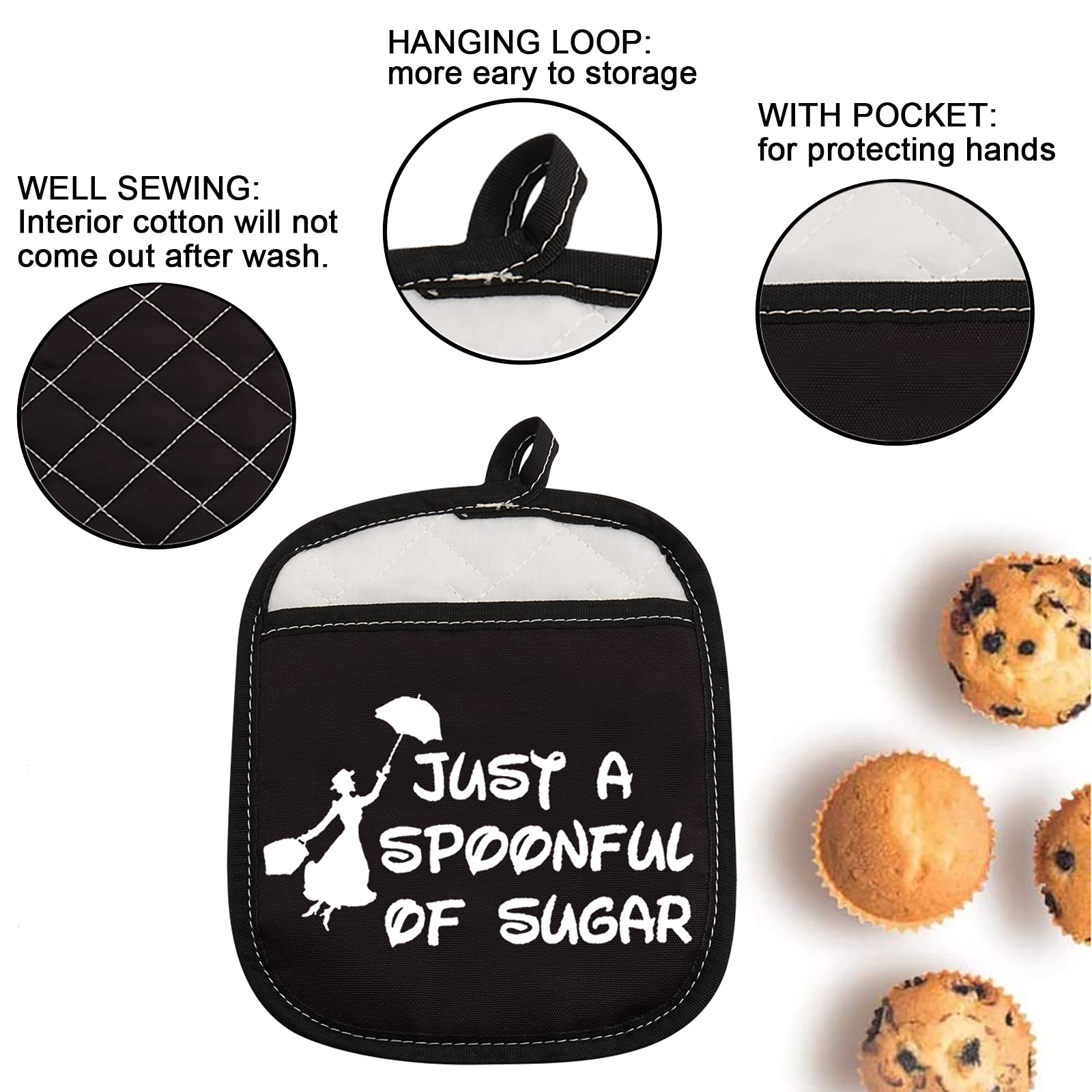 ZJXHPO Movie Inspire Gift Just A Spoonful of Sugar Pot Holder Baking Hot Pads Pocket Pot Holder (Spoonful of Sugar)