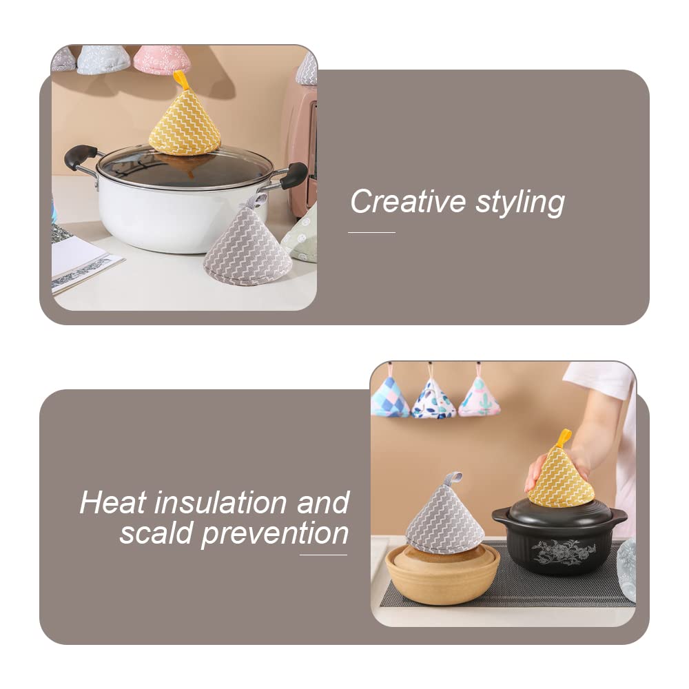 2 Pcs Mini Oven Mitts Japanese Style Triangles Pot Handle Caps Anti-Scalding Pot Knob Cloth Cover Holders for Pot lids Casseroles Microwave Kitchen