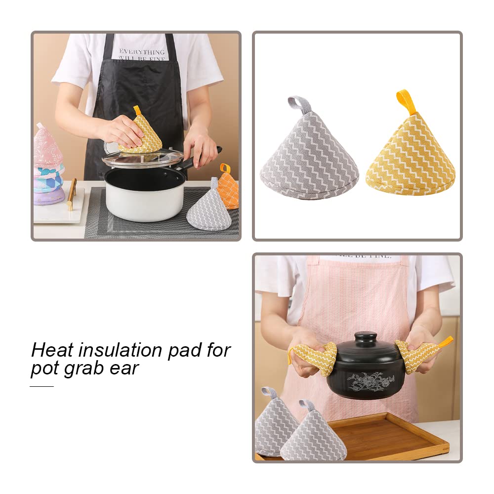 2 Pcs Mini Oven Mitts Japanese Style Triangles Pot Handle Caps Anti-Scalding Pot Knob Cloth Cover Holders for Pot lids Casseroles Microwave Kitchen