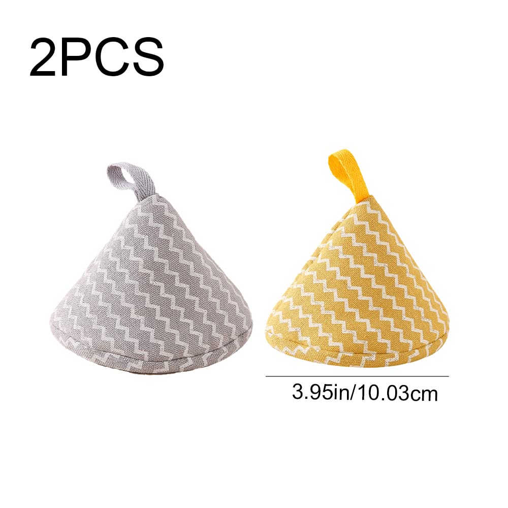 2 Pcs Mini Oven Mitts Japanese Style Triangles Pot Handle Caps Anti-Scalding Pot Knob Cloth Cover Holders for Pot lids Casseroles Microwave Kitchen