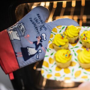 Baking Some Shut The Fucupcakes Oven Mitt Funny Shut Up Cupcakes Chef Kitchen Glove Funny Graphic Kitchenwear Funny Sarcastic Novelty Cookware Blue Oven Mitt