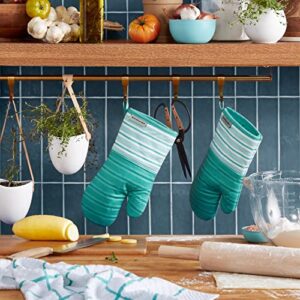 KitchenAid Albany Oven Mitt 2-Pack Set, Aqua Sky, 7"x13"