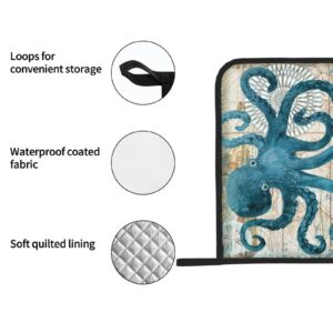 Sea Animals Octopus Pot Holders Set of 2 with Loop Heat Resistant Hot Pads for Cooking Baking Grilling