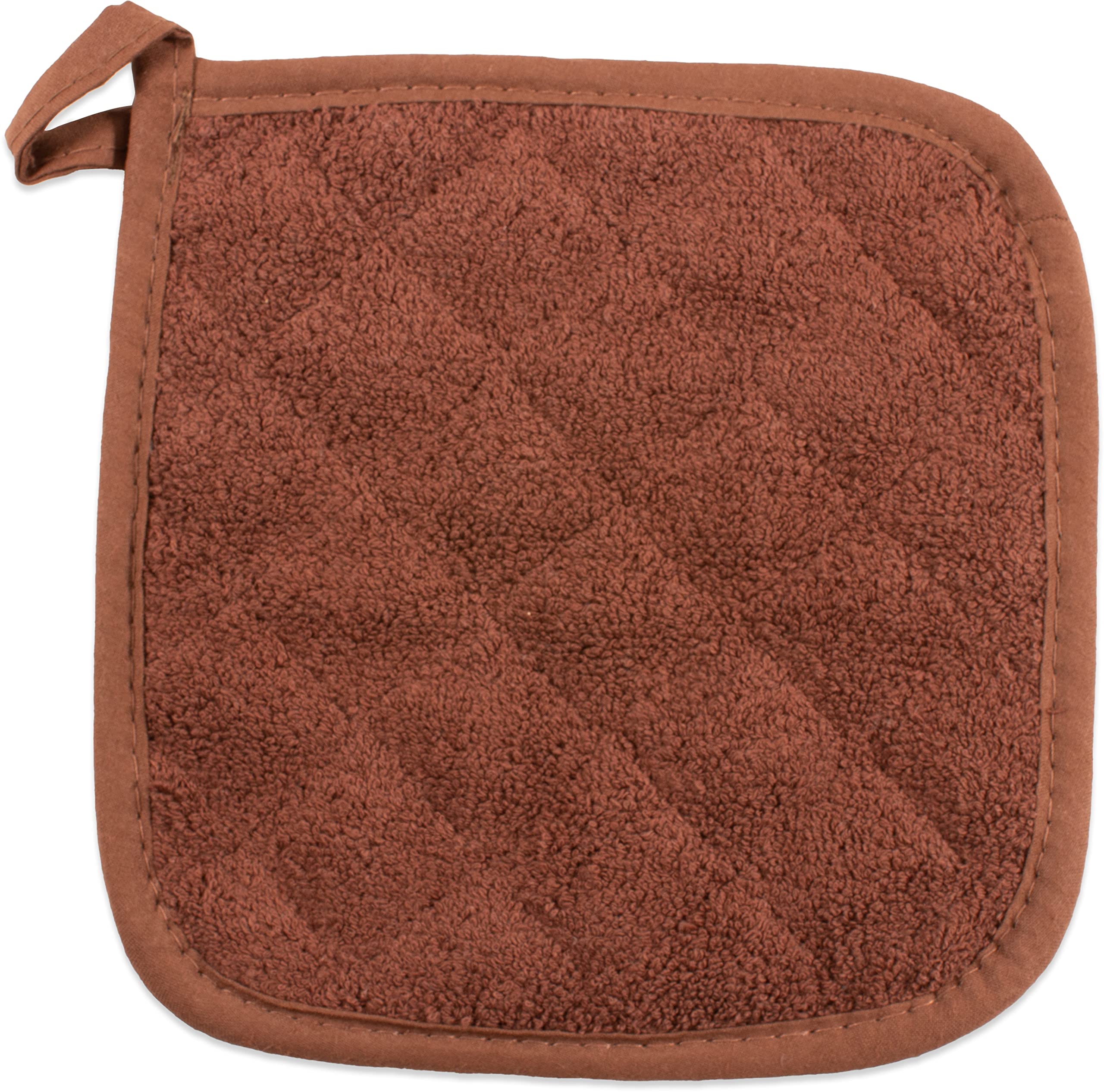 San Jamar Cotton Terry Cloth Square Potholders, 8 Inches, Brown, Medium (Pack of 12)