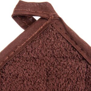 San Jamar Cotton Terry Cloth Square Potholders, 8 Inches, Brown, Medium (Pack of 12)