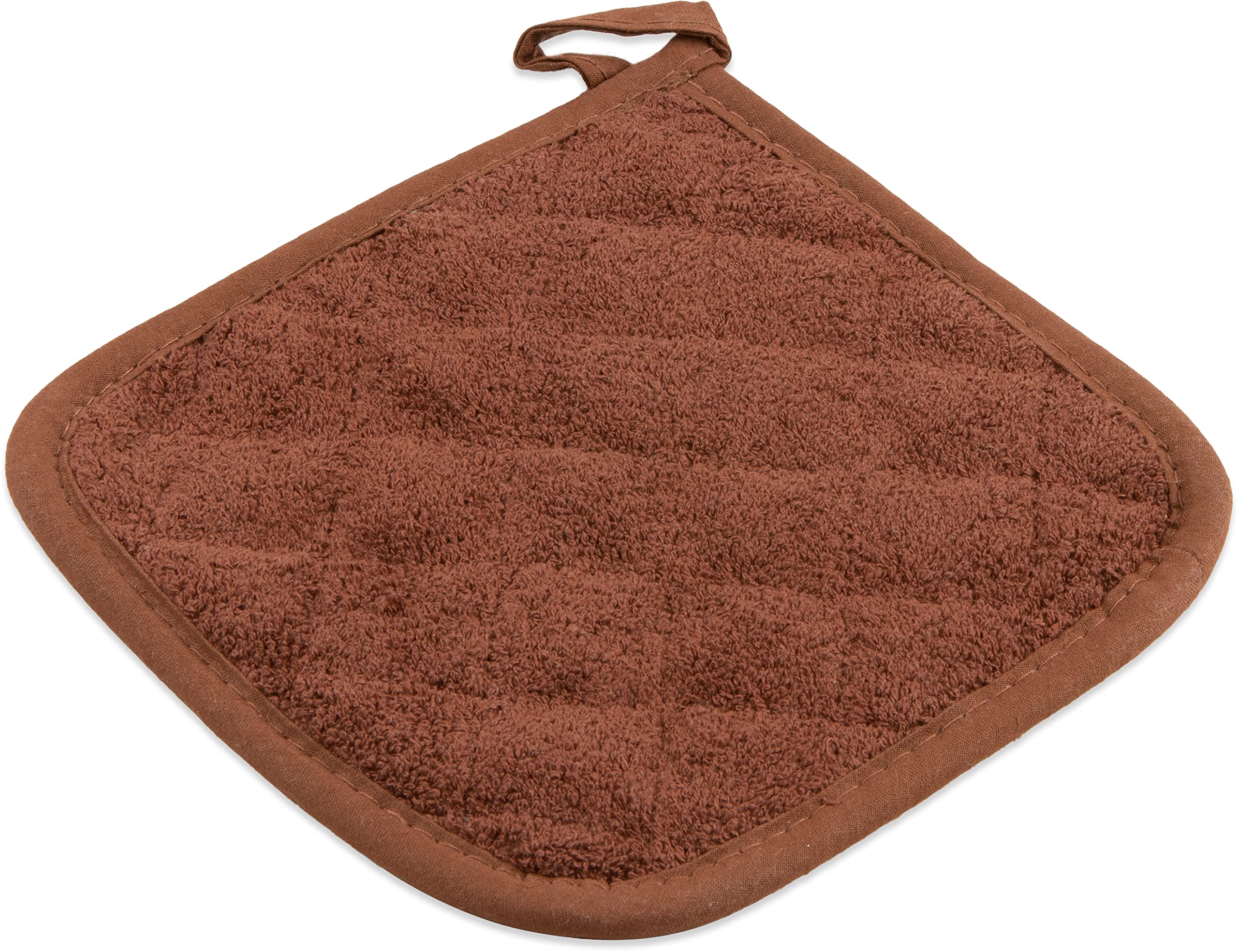 San Jamar Cotton Terry Cloth Square Potholders, 8 Inches, Brown, Medium (Pack of 12)