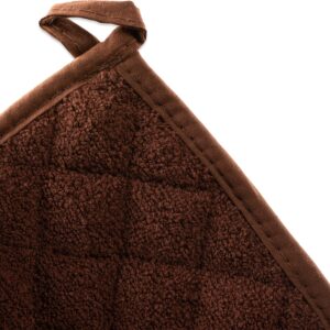 San Jamar Cotton Terry Cloth Square Potholders, 8 Inches, Brown, Medium (Pack of 12)