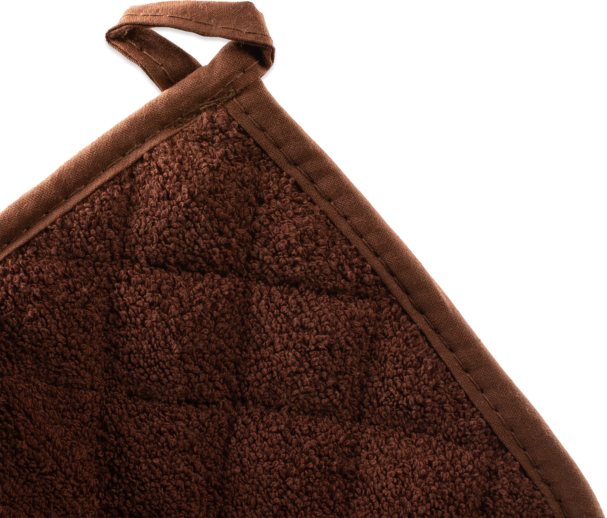 San Jamar Cotton Terry Cloth Square Potholders, 8 Inches, Brown, Medium (Pack of 12)