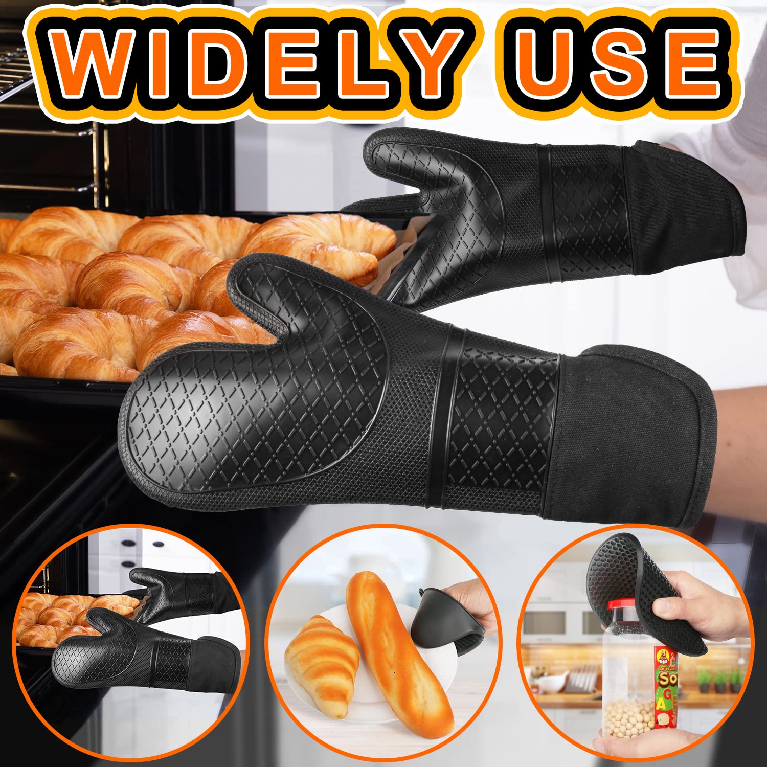 Landisun Apron Oven Mitts Non Slip Gloves Kitchen Chef Cooking Gag Gift Baking