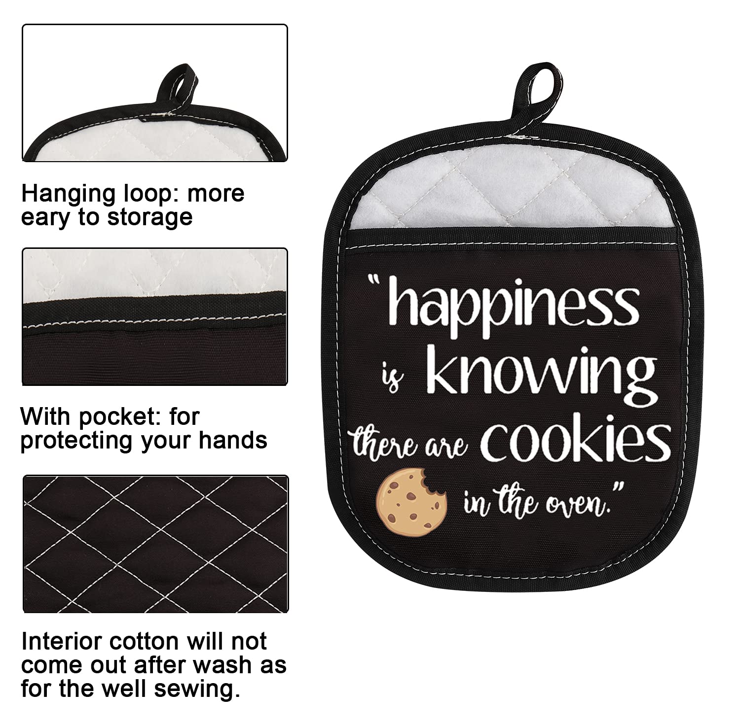 Cookie Lover Gift Happiness is Knowing There are Cookies in The Oven Pot Holder with Pocket (Cookies Oven)