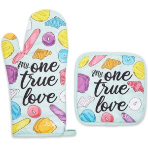 juvale pastry oven mitt and pot holder baking set for kitchen (2 pieces)