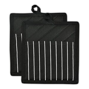 professional and commercial grade, chef stripe kitchen, potholders, black