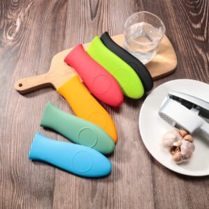 Cast Iron Handle Cover Silicone Hot Handle Holder Cast Iron Skillet Handle Covers Pot Sleeve Grip Handle for Cast Iron Skillets, Frying Pans, Griddles, Metal Cookware (Multi Color,8 Pieces)