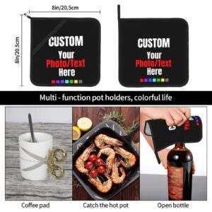 Custom Pot Holders Sets Personalized Kitchen Gifts Add Your Image/Text for Friend,Family as Gift (Personalized Custom Oven Mitts and Pot Holders Sets)