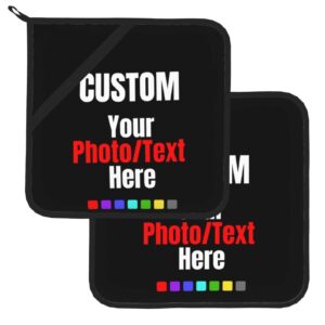 Custom Pot Holders Sets Personalized Kitchen Gifts Add Your Image/Text for Friend,Family as Gift (Personalized Custom Oven Mitts and Pot Holders Sets)