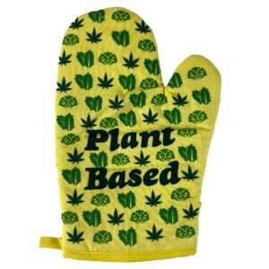 Plant Based Oven Mitt Funny 420 Weed Marijuana Pot Chef Kitchen Glove Funny Graphic Kitchenwear 420 Funny Food Novelty Cookware Yellow Oven Mitt