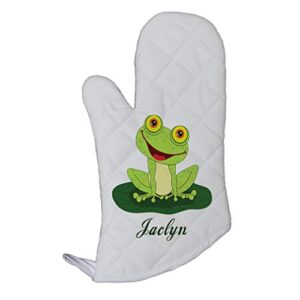 personalized custom text happy frog polyester oven mitt kitchen mittens