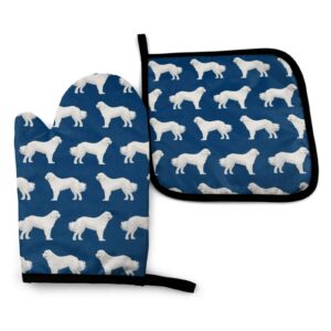 great pyrenees cute dogs oven mitts and pot holders set kitchen gift set for kitchen cooking baking, bbq