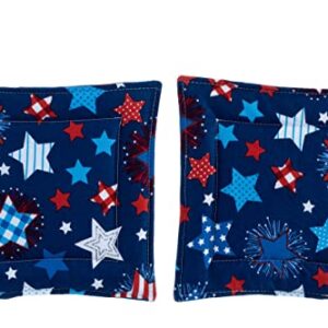 USA Stars and Stripes Pot Holders, Set of 2 Patriotic Potholders for Kitchen Decor