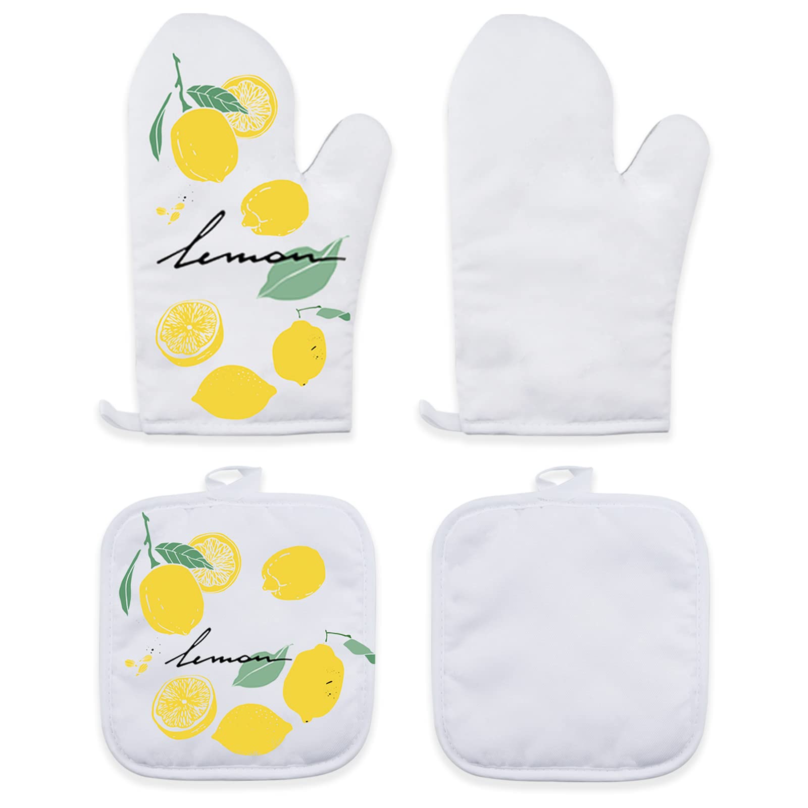 HHTDD 4PCS Sublimation Blanks Products Gifts,2 Sublimation Blanks Oven Mitts,2 Sublimation Blanks Pot Holder,Sublimation Heat Resistance Oven Gloves Pot Holders DIY Kitchen Dining Room Accessories