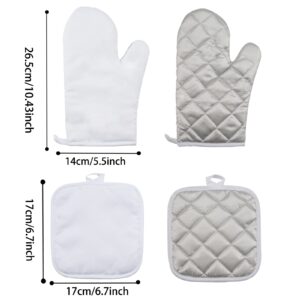 HHTDD 4PCS Sublimation Blanks Products Gifts,2 Sublimation Blanks Oven Mitts,2 Sublimation Blanks Pot Holder,Sublimation Heat Resistance Oven Gloves Pot Holders DIY Kitchen Dining Room Accessories