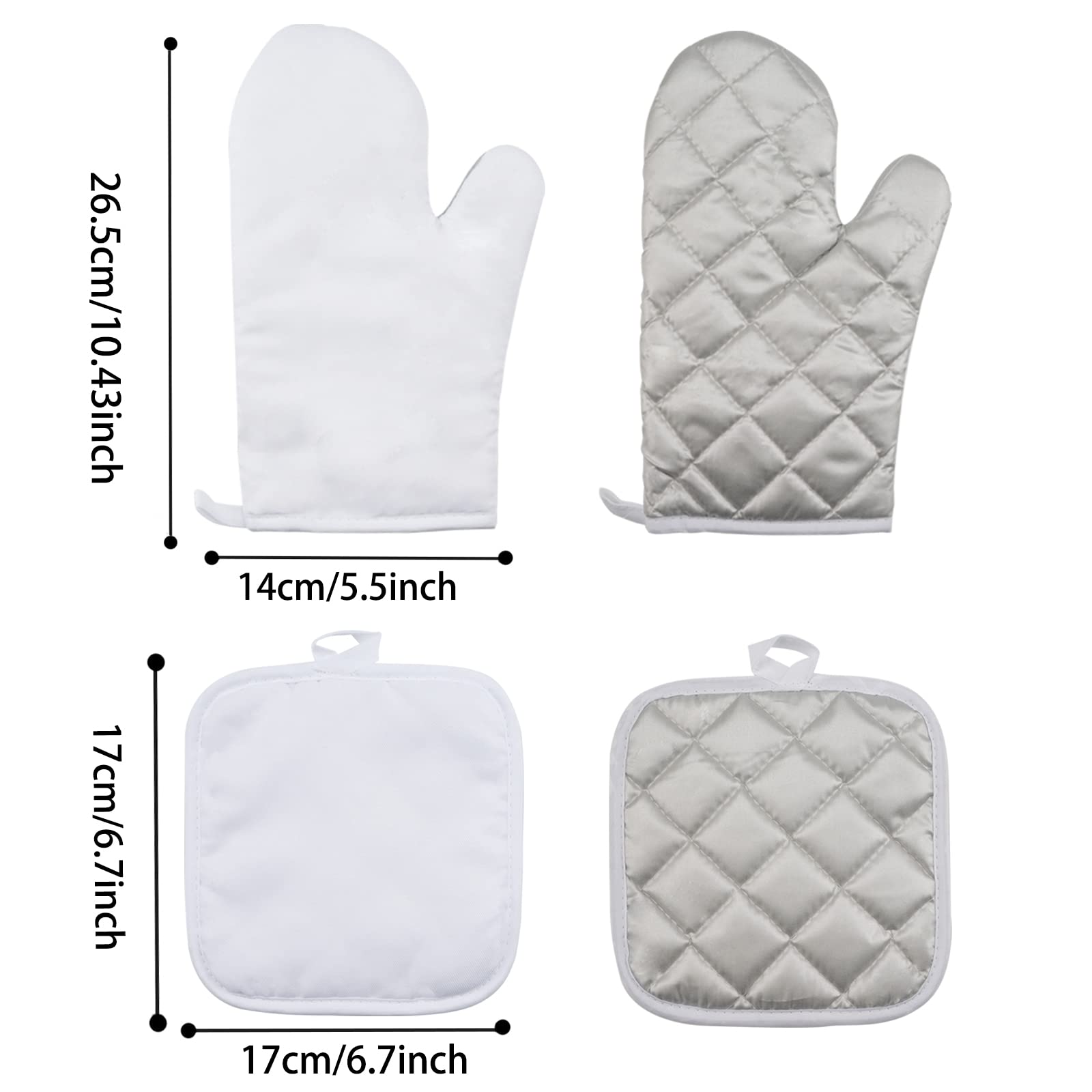 HHTDD 4PCS Sublimation Blanks Products Gifts,2 Sublimation Blanks Oven Mitts,2 Sublimation Blanks Pot Holder,Sublimation Heat Resistance Oven Gloves Pot Holders DIY Kitchen Dining Room Accessories