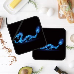 Abstract Dragon Pot Holders Set of 2 Kitchen Heat Resistant Potholder for Microwave Cooking Baking Oven End Dishes and BBQ