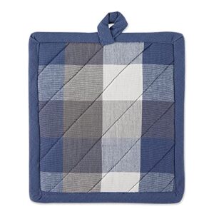 DII Tri-Color Check Collection Kitchen, Potholder Set, French Blue, 2 Piece