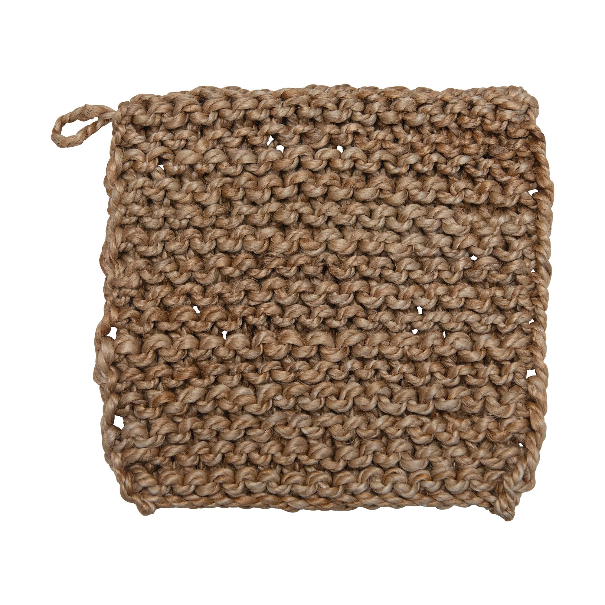 Bloomingville Square Natural Jute Crocheted Pot Holder, 8" Sqaure