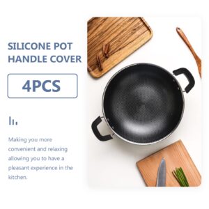 SHERCHPRY Pot Holders Pot Holders Pot Holders Silicone Pot Handles Cover 4pcs Pot Handle Holder Non- Pan Handle Sleeves Hot Pot Grip Protectors for Cooking Frying Pot Holder Pot Holder Pot Holder