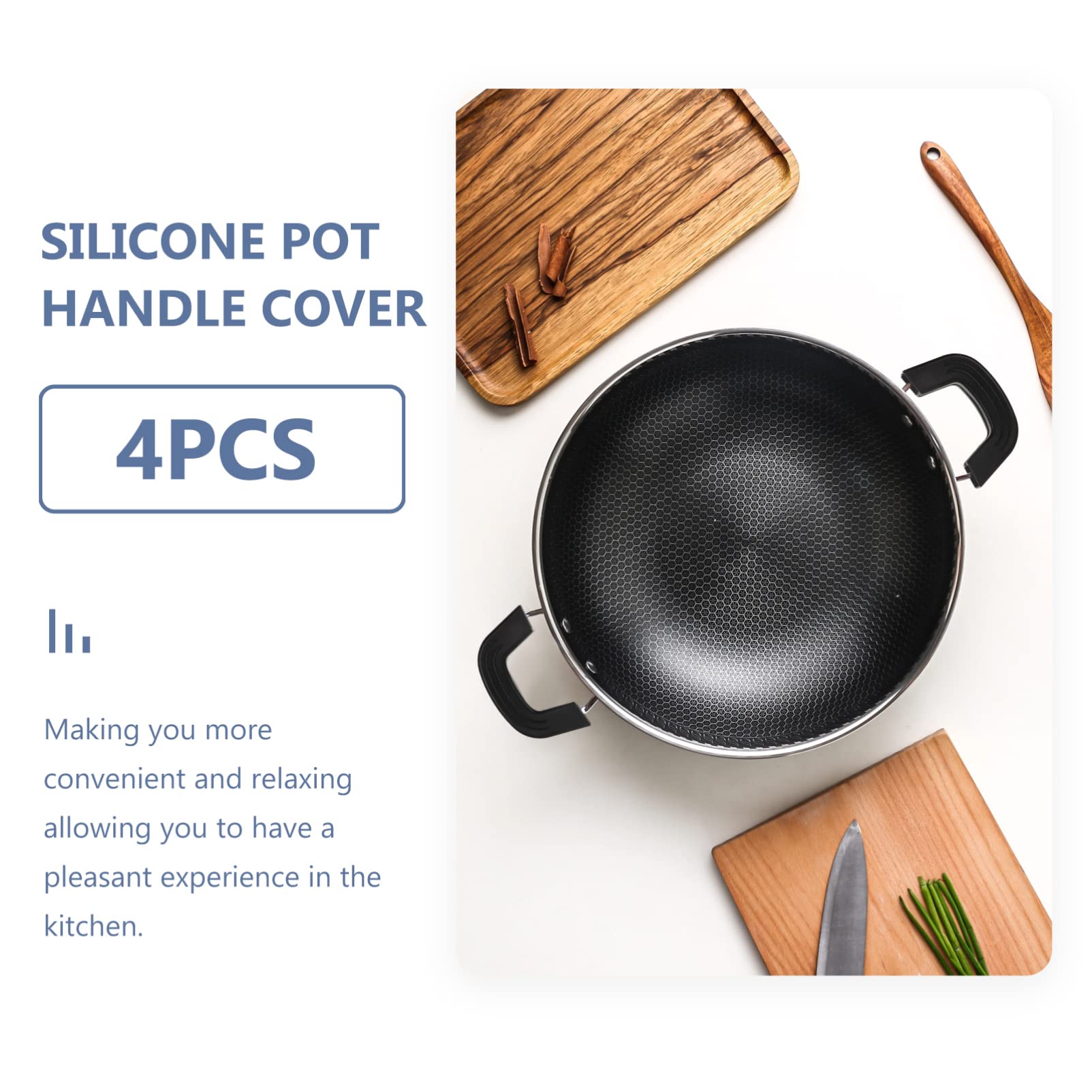 SHERCHPRY Pot Holders Pot Holders Pot Holders Silicone Pot Handles Cover 4pcs Pot Handle Holder Non- Pan Handle Sleeves Hot Pot Grip Protectors for Cooking Frying Pot Holder Pot Holder Pot Holder