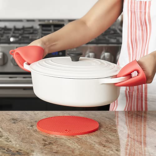 3hproducts Silicone Mini Oven Mitts – Pinch Grip Oven Gloves for Fingertips | Potholder Set for Cooking, Baking, Air Fryer | Heat & Slip Resistant – Red